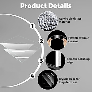 Plexiglass Sheets Clear Acrylic Sheets - 6 Pieces of CreGear 12" x 12" 0.04" Thick Transparent Plexi Glass, for Craft, Photo Frame, Signs, DIY Display Projects - Cut to Size with Laser or Saw Tools