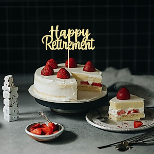 Gyufise Gold Glitter Happy Retirement Cake Topper Retirement Cake Decoration Picks for Retired Party Cake Decoration Party Supplies 1 Pack