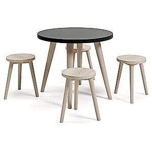 Signature Design by Ashley Blariden Children's Table Set, Includes Table & 4 Stools, Black & Natural Brown