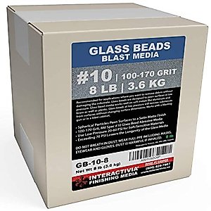 #10 Glass Beads - 8 lb or 3.6 kg - Blasting Abrasive Media (Extra Fine) 100-170 Mesh or Grit - Spec No 10 for Blast Cabinets Or Sand Blasting Guns - Small Beads for Cleaning and Finishing