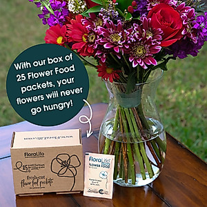 FloraLife Fresh-Cut Flower Food - Sachet Multi-Nutrient & Hydration Solution - 25 Packets