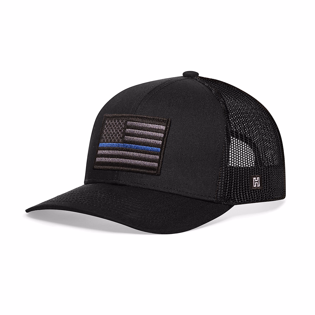 HAKA Thin Blue Line Hat, American Flag Trucker Hat for Men & Women, Honoring Law Enforcement Officers, Adjustable Baseball Cap