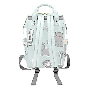 SunFancy Personalized Cactus and Hippos Diaper Backpack with Name Text Large Capacity Custom Multi-Function Bag Unisex Travel Backpack for Mom Dad Boy Girl, 10.83 in L x 6.69 in W x 15 in H, Option