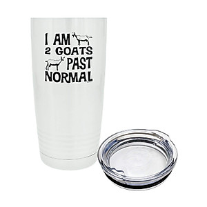ThisWear Mug For Goat Farmer I Am 2 Goats Past Normal 20oz. Stainless Steel Insulated Travel Mug With Lid White