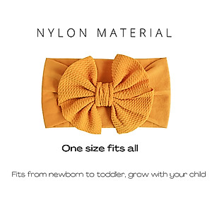 Prohouse Baby Headbands with Big Waffle Bows Nylon Hairbands Handmade Hair Accessories for Baby Girls Newborn Infant Toddlers Kids, Pack of 12