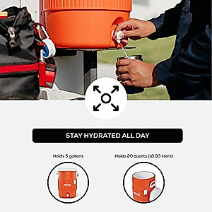 Igloo 5 Gallon Portable Sports Cooler Water Beverage Dispenser with Flat Seat Lid, Insulated Beverage Dispenser, Orange/White