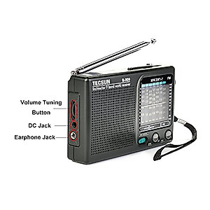 TECSUN R-909 AM/FM/SM/MW (9 Bands) Multi Bands Radio Receiver Broadcast with Built-in Speaker