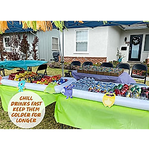 HBlife Inflatable Serving Bar & Food Umbrella Mesh Cover Screen Tent Set, Party Supplies Set for Picnics Pool Bar Outside, 2 Inflatable Tray, 6 Food Tents/Food Covers for Outdoors (White)