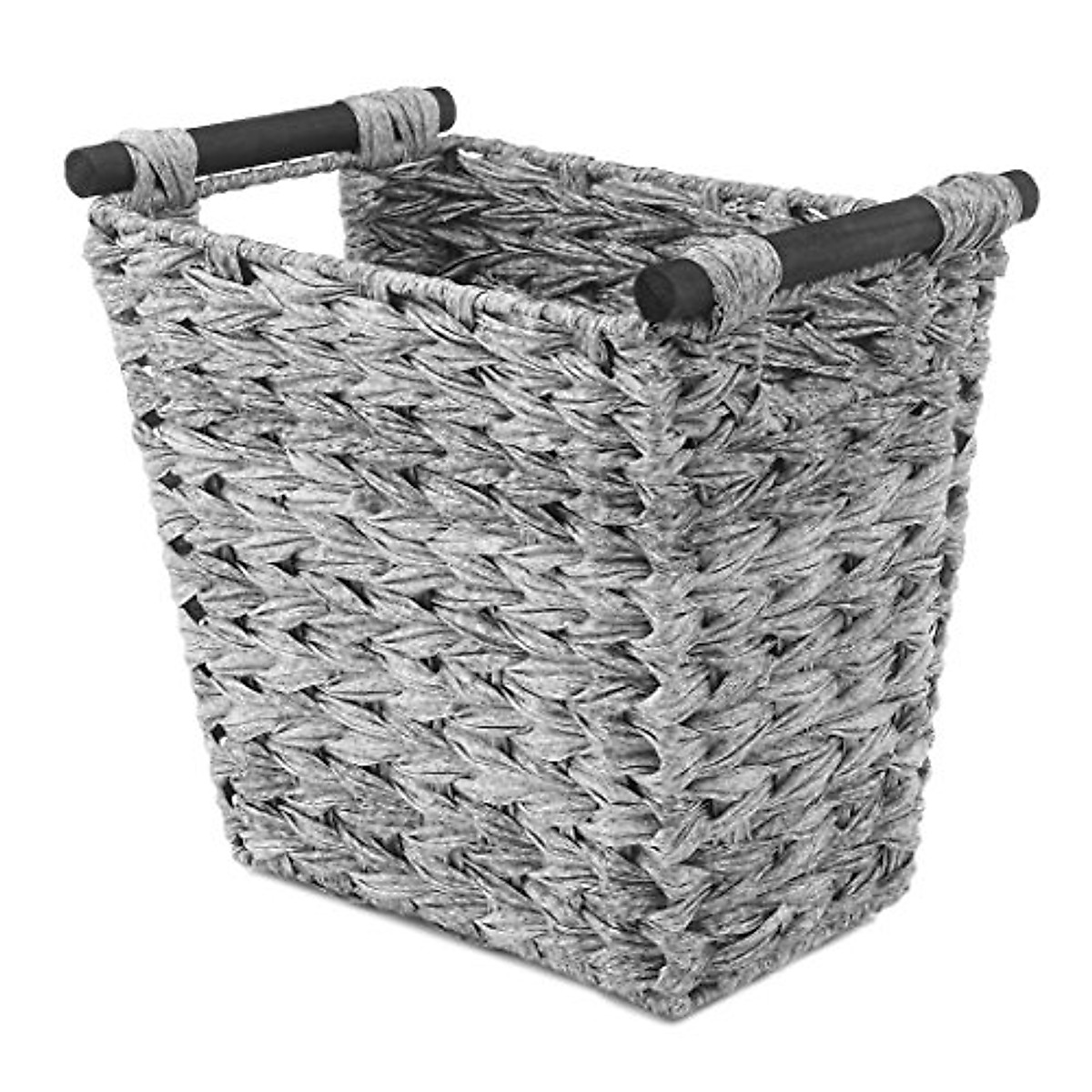 Whitmor Split Rattique Waste Basket with Wood Handles - Gray