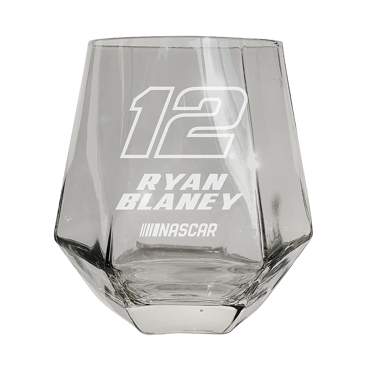 R and R Imports #12 Ryan Blaney 11.5 Oz Etched Diamond Cut Stemless Wine Glass Clear