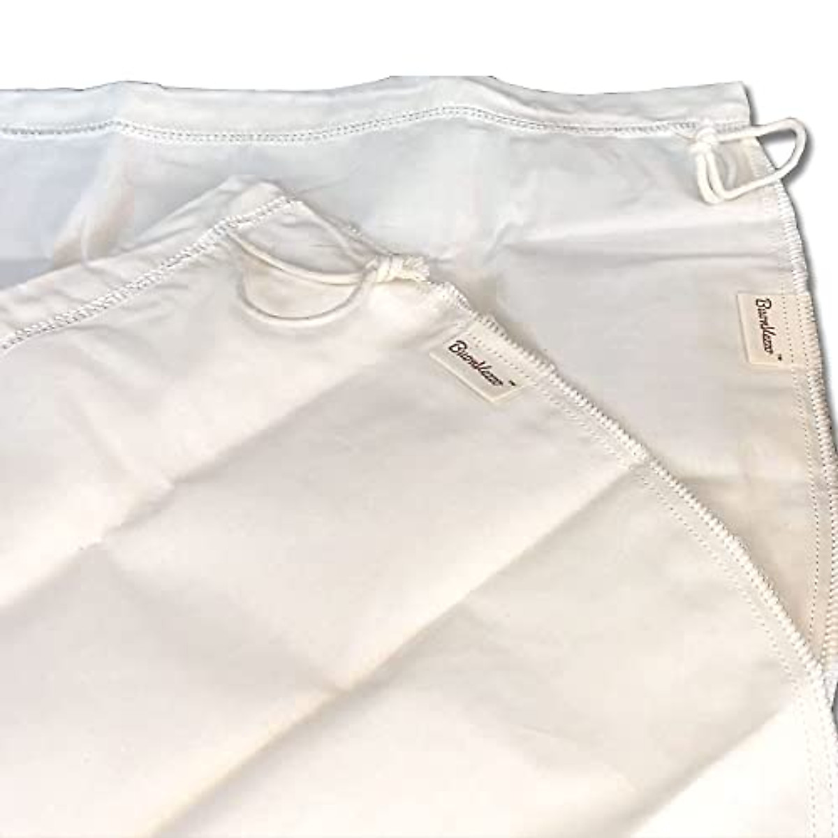 2 Pack Nut Milk Bag - Extra Large 14” X 14” 100% Unbleached Organic Cotton Cheesecloth Bags for Straining Cheese | Tea | Yogurt | Juice | Wine | Soup | Herbs, All Purpose Food Strainer w/Drawstring