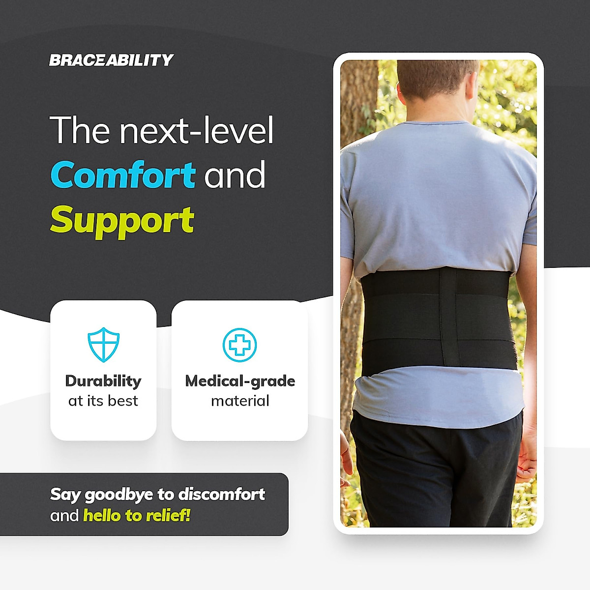 BraceAbility Plus Size Low Back Brace - Compression Lower Back Support Belt for Sciatica, Heavy Lifting at Work, Herniated Disc, Workouts, Sleeping, Lumbar Support, Back Pain in Women and Men (2XL)