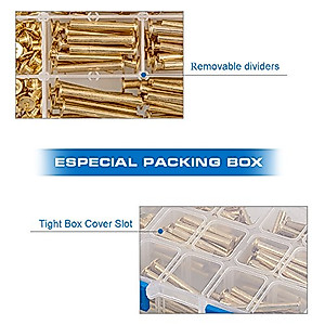 INCREWAY Phillips Screws, 100 Sets 5mm X 25/30/35/40/45mm Brass Plated Chicago Binding Screws, Round Cross Head Stud Screw Posts Nail Rivet Chicago Button, Brass Tone