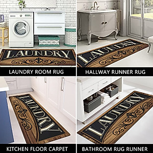 Cekene Laundry Room Runner Rug Non-Slip Rubber Laundry Floor Mat Durable Washable Mats for Washhouse Kitchen Doormat Farmhouse Decor 20x59 inch