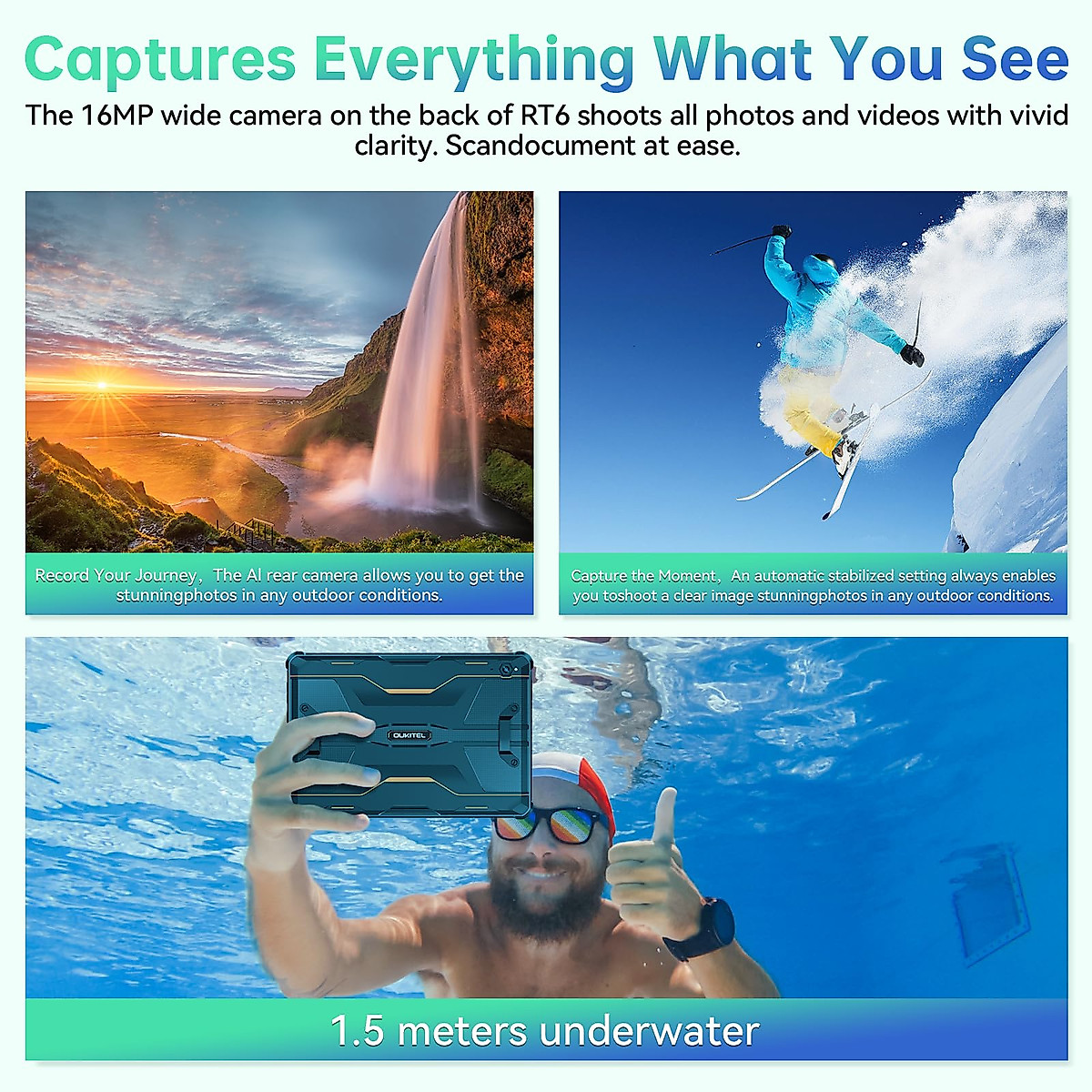 OUKITEL RT6 10.1in 20000mAH/77WH Android13 Tablet,14GB+256GB(1TB) 1200×1920 FHD+ Rugged Tablet,16MP+16MP Camera 8-core 4G LTE Waterproof Tablet/33W Fast Charging/OTG/Reverse Charge/T-Mobile/Wi-Fi