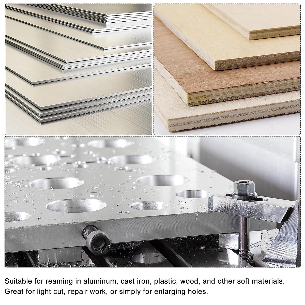 uxcell Hand Reamers Set H8 Accuracy Alloy Tool Steel 6 Flutes Straight Shank Milling Cutter Tool 10pcs (3mm, 4mm, 5mm, 6mm, 7mm, 8mm, 9mm, 10mm, 11mm, 12mm)