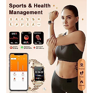 LIGE Smart Watch for Women(Answer/Make Calls), 1.59" Smartwatch for Android and iOS Phones, IP68 Waterproof Fitness Watch with Female Health, Sleep Heart Rate Monitor, AI Voice(Rose Gold)