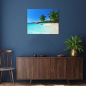 TISHIRON Seaside Beach Paint by Numbers for Adults Kids Adults Coconut Tree Seascape Painting DIY Paint by Number Paint by Numbers Kits Nordic Wall Decor 16"x20" (Without Frame)