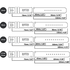 BARTON WATCH BANDS 20mm Black Soft Silicone Quick Release - Black Buckle