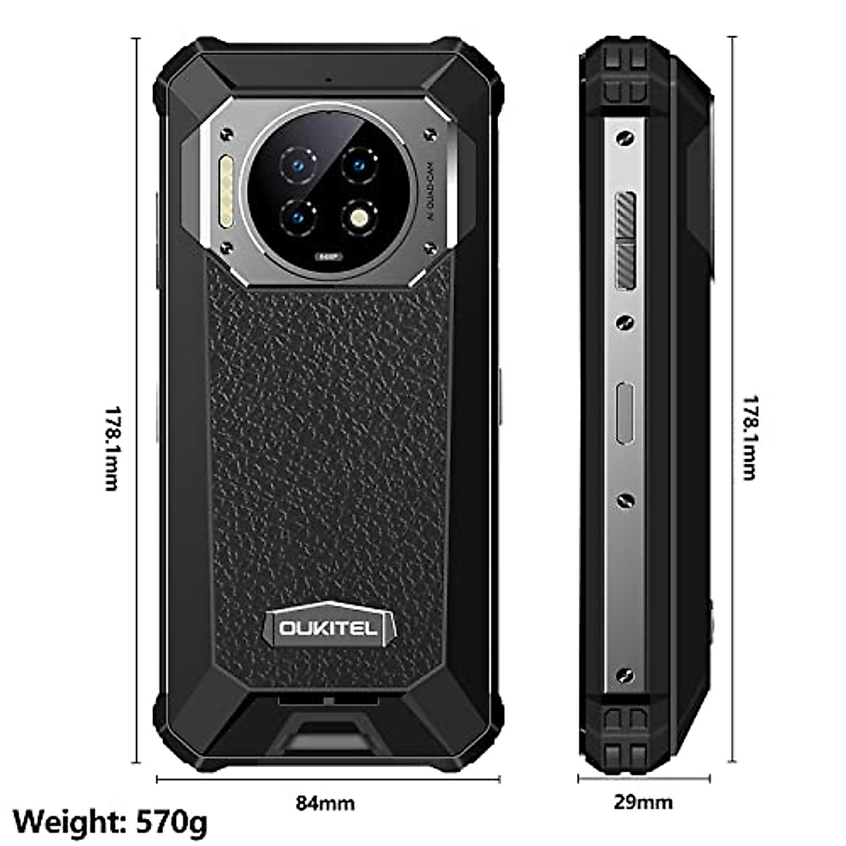 OUKITEL WP19 64MP Camera 8GB+256GB IP68 Waterproof Cellphone, 21000mAh Battery Android 12 Cell Phone, 6.78" HD+ Dual SIM 4G Smartphones OTG/NFC
