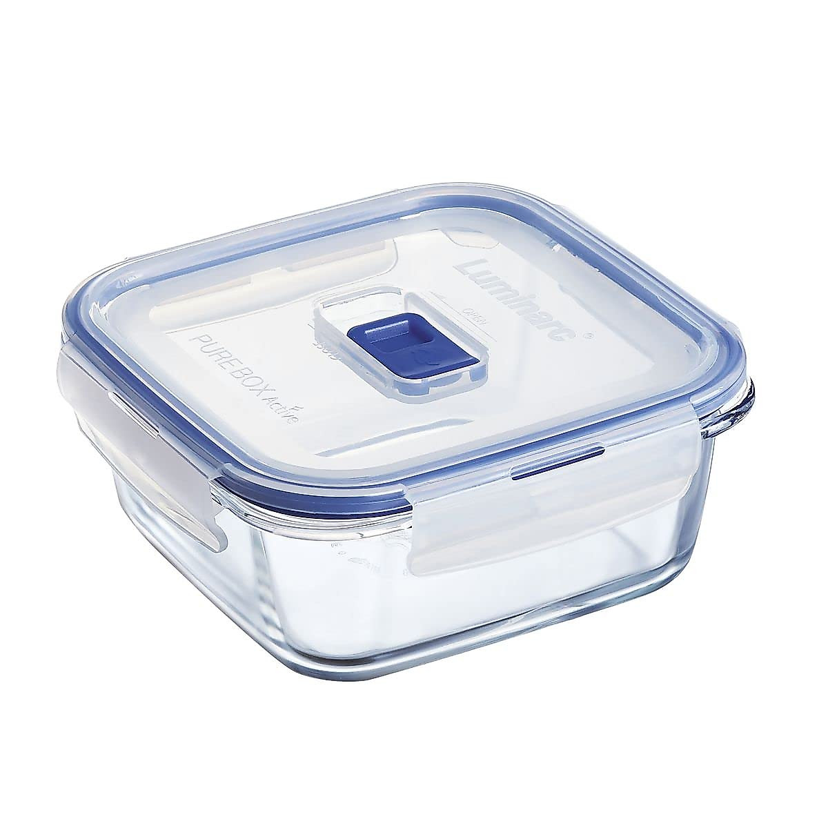 Luminarc Pure Box Active Glass Food Storage Container with Sliding Vent Lid (Square 760ML)