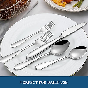 60-Piece Silverware Set, Wildone Stainless Steel Flatware Set Service for 12, Tableware Cutlery Set for Home Kitchen Hotel Restaurant, Mirror Polished, Dishwasher Safe