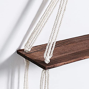 Macrame Wall Hanging Shelf, Rope Hanging Shelves for Wall, Bedroom Shelves,Boho Rustic Decor Cute 1 Tier Cotton Rope for Bedroom Bathroom Living Room