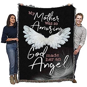 My Mother was So Amazing God Made Her an Angel Blanket - Sympathy Bereavement Gift Tapestry Throw Woven from Cotton - Made in The USA (72x54)