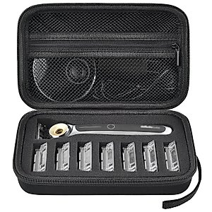 PAIYULE Travel Case Compatible with Gillette Heated Razor for Men, Starter Shave Kit Storage Holder for Blade Refills, Clipper Guards, Charging Dock and Accessories-Black(Box Only)