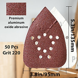 Black and Decker Mouse Sander Pads 220 Grit 50 Pack, Mouse Sander Sandpaper, Detail Palm Sand Paper Set, 12 Hole Hook and Loop Sanding Pads by S&F STEAD & FAST