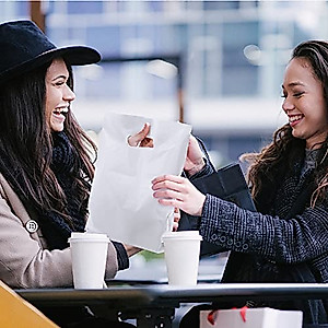 UiiWout 54PCS White Plastic Merchandise Bag with Die Cut Handle Birthday Party Favor Gifts Trade Show Shopping Candy Bag