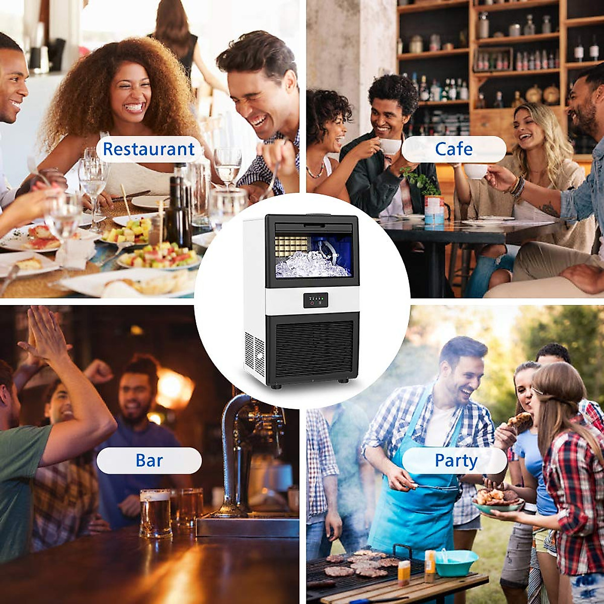 LifePlus Commercial Ice Maker Machine Under Counter Produce 70LBS of Ice in 24 Hrs with 10LBS Ice Bin Capacity Freestanding Automatic Ice Cube Maker Perfect for Bars Coffee Shops Home Office