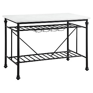 Acme Furniture Mera Kitchen Island, White Cultured Stone & Gray Finish