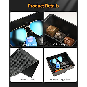 CDEFG Center Console Organizer Tray for GMC Acadia Accessories 2017-2023 (SLE/SLT/ AT4/ Denali) for Acadia 2023 2022 2021 2020 2019-2017 Armrest Storage Box Insert (Black)