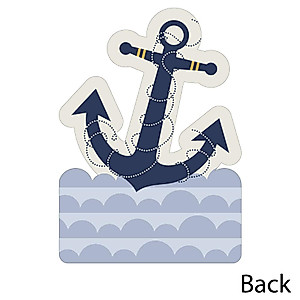 Big Dot of Happiness Ahoy - Nautical - Shaped Thank You Cards - Baby Shower, Birthday Party Thank You Note Cards with Envelopes - Set of 12