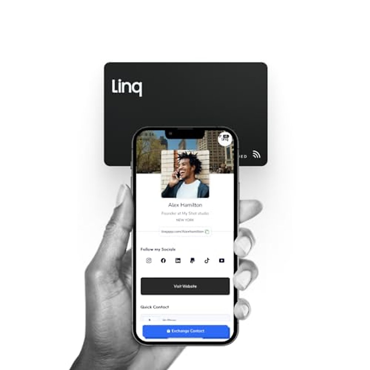 Linq Digital Business Card - Smart NFC Contact and Networking Card (Matte Black)