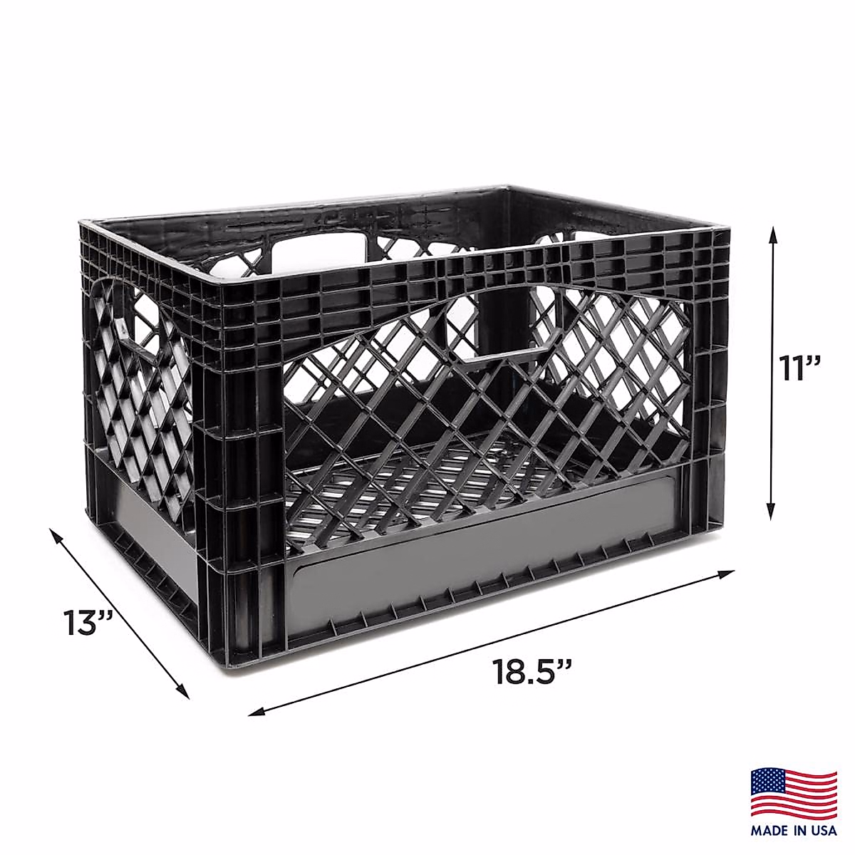 DuraTuff Heavy Duty Milk Crates for Storage - 19"x13"x11" Stackable Storage Containers - Durable High-Density Polyethylene Plastic - Ideal for Kitchen Storage