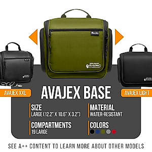 Travel Toiletry Bag for Men and Women - Large Hanging Toiletry Organizer - Waterproof Hygiene Bag with Metal XXL Swivel Hook, with YKK Zippers and 19 Compartments for Toiletries, Makeup, Cosmetics