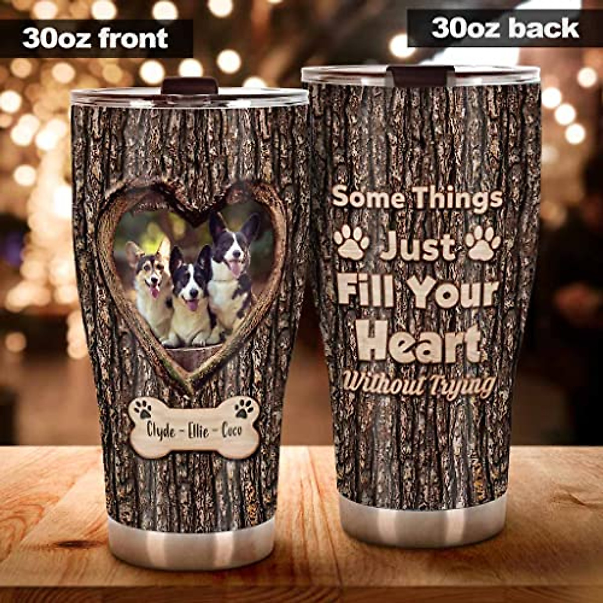 Personalized Dog Tumbler Cup - Stainless Steel Coffee Mug For Dog Lovers - Custom Insulated Travel Tumbler With Lid - Pet Owner Gift Idea - 20Oz 30Oz - Fill Your Heart Mug - Pet Lover's Gift