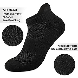 COOPLUS Mens Cotton Socks Ankle Athletic Cushion Running Socks for Men Moisture Wicking Breathable 6 Pairs