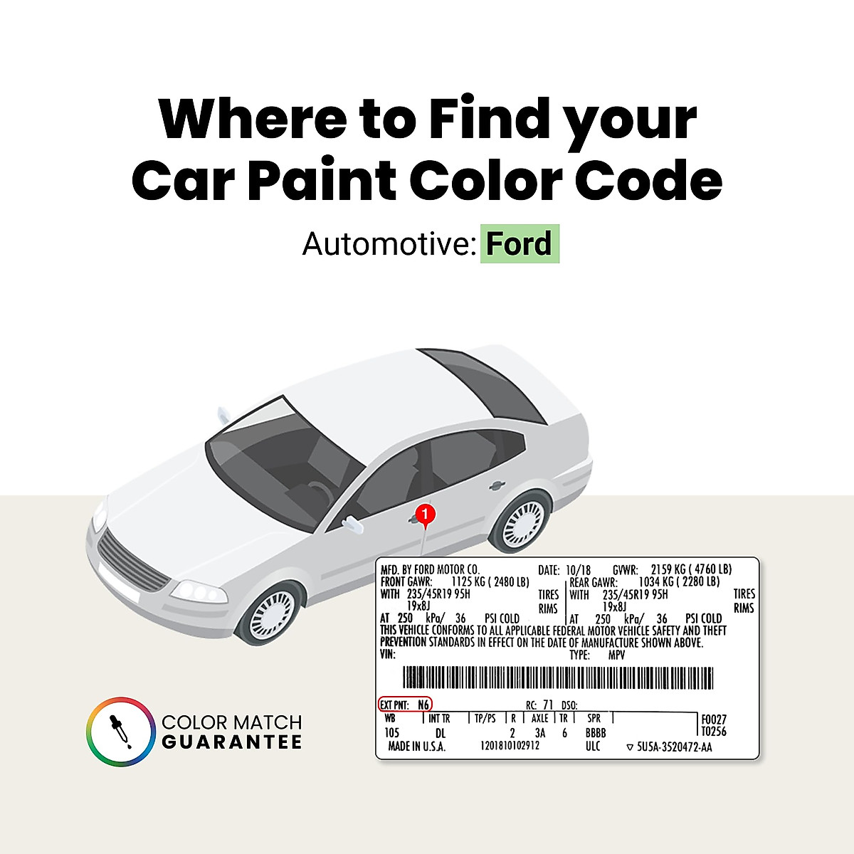 TouchUpDirect J7 Magnetic Metallic Compatible with Ford Exact Match Touch Up Paint Brush - Essential Kit