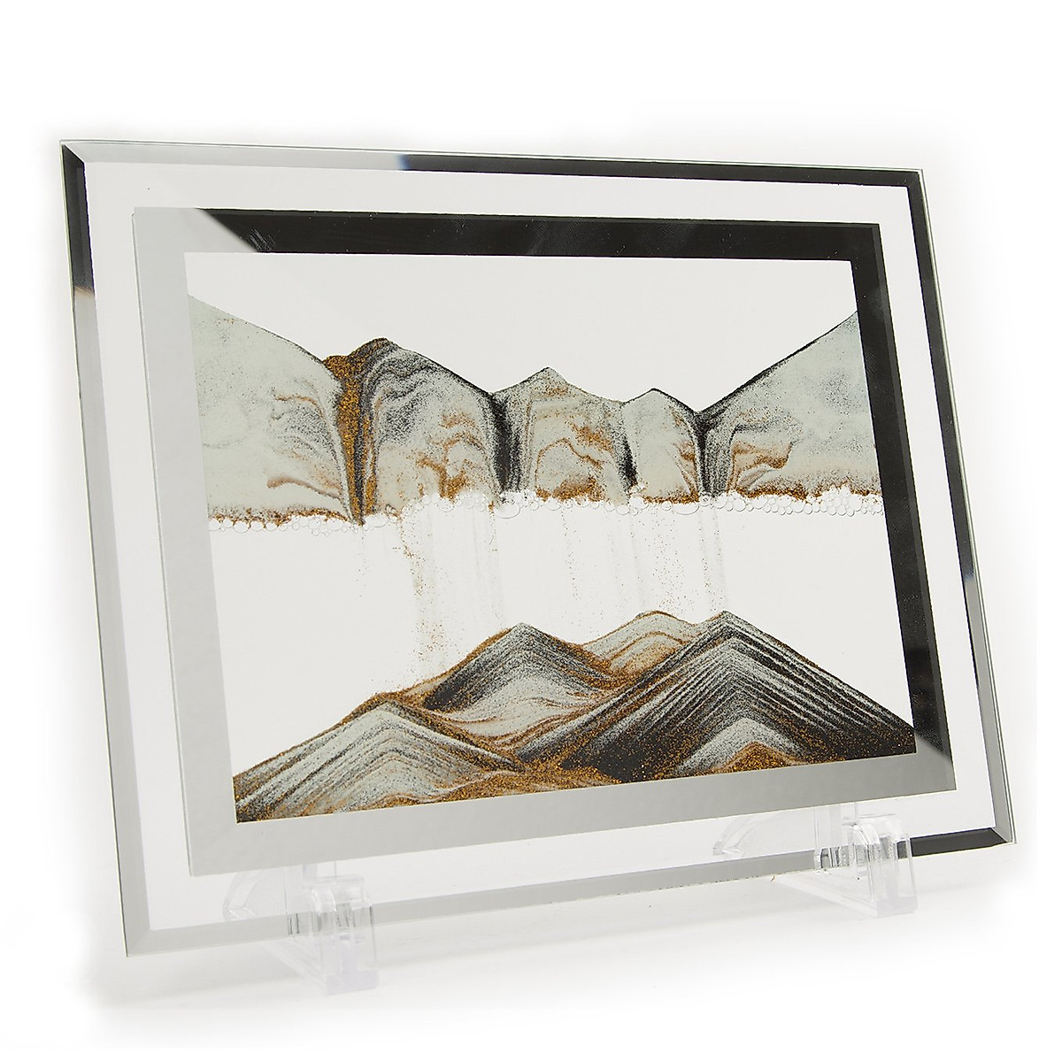 YayaCat Moving Sand Art Picture Sandscapes in Motion Office Desktop Art Decor Toys Large Size (12"X10", Golden,Black,White)