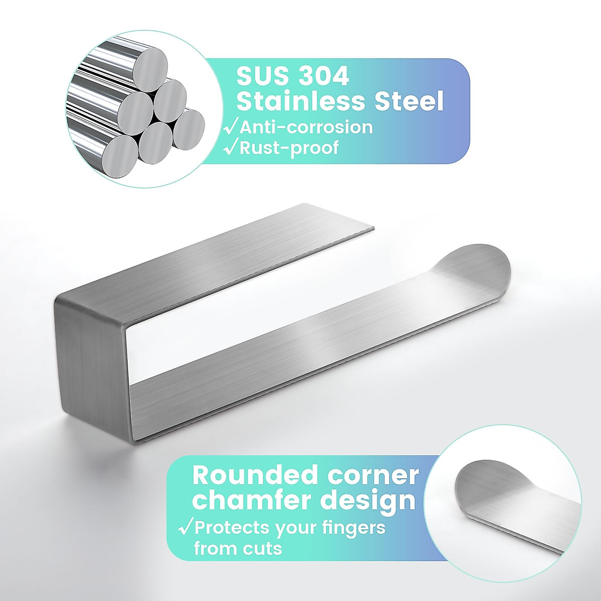 simgoonew Hand Towel Holder, Self Adhesive Towel Ring, SUS 304 Stainless Steel Brushed Towel Racks, Towel Bar for Bathroom Wall, Kitchen