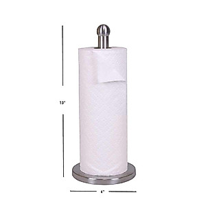 Home Basics Free-Standing Stainless Steel Paper Towel Holder with Weighted Base, Silver