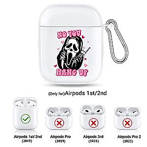 Case for Airpod Case 2nd Generation,Ghostface Scream Airpods Case Cute,Cute Airpod Case 1st Generation,Clear Funny Airpod Case Cover with Keychain for Women Girls (Scream 1st/2nd Case)