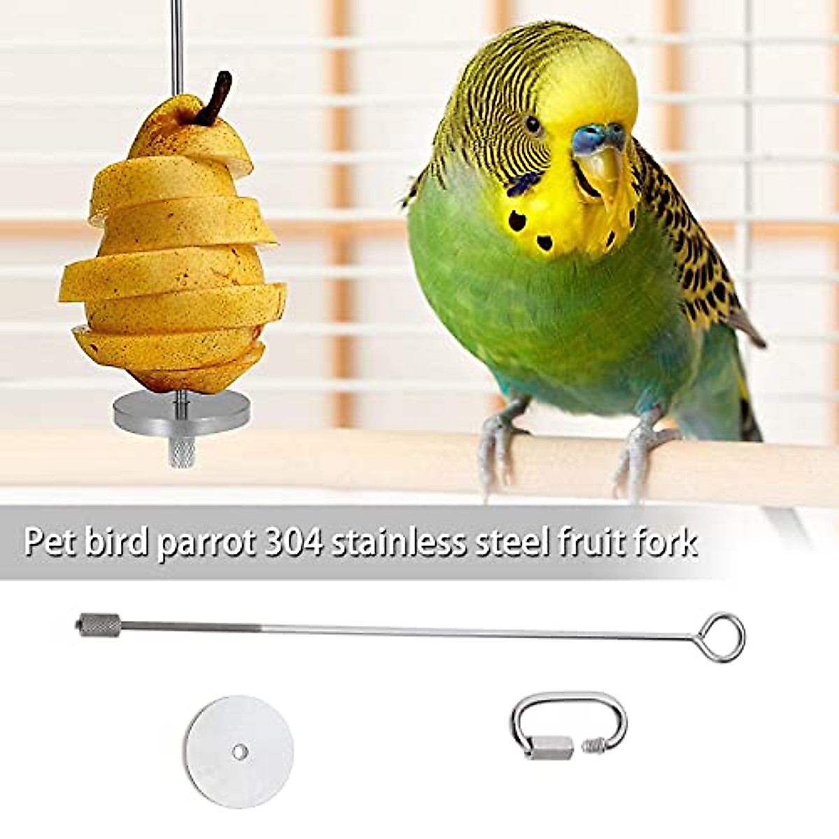 2X Parrot Skewer Bird Food Holder Stainless Steel 304 Parrot Fruit HolderToy Foraging Hanging Food Feed Tool Bird Cage Accessories