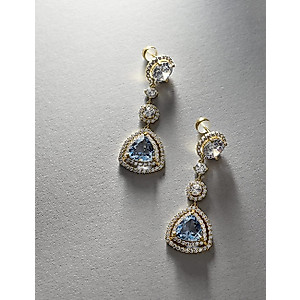 KZZENKI Sky Blue Created Aquamarine Earrings Gold Dangle Earrings for Women, Drop Chandelier Earrings Jewelry Trendy