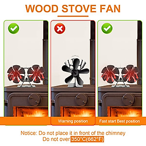 BestYiJo Fireplace Fan, (12 Blades) Wood Stove Fan Heat Powered Thermoelectric Fan,Heat Powered Fireplace Fan, 12 leaves Dual Head Stove Fan, Thermal power Wood Stove Fan for Wood Log Burner Stove
