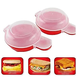 JCFUHONG Microwave Egg Cooker Set - Quick 1-Minute Egg Hamburg Omelet Maker Red & Clear Steam Release Vent Dishwasher Safe Kitchen Cooking Tool.