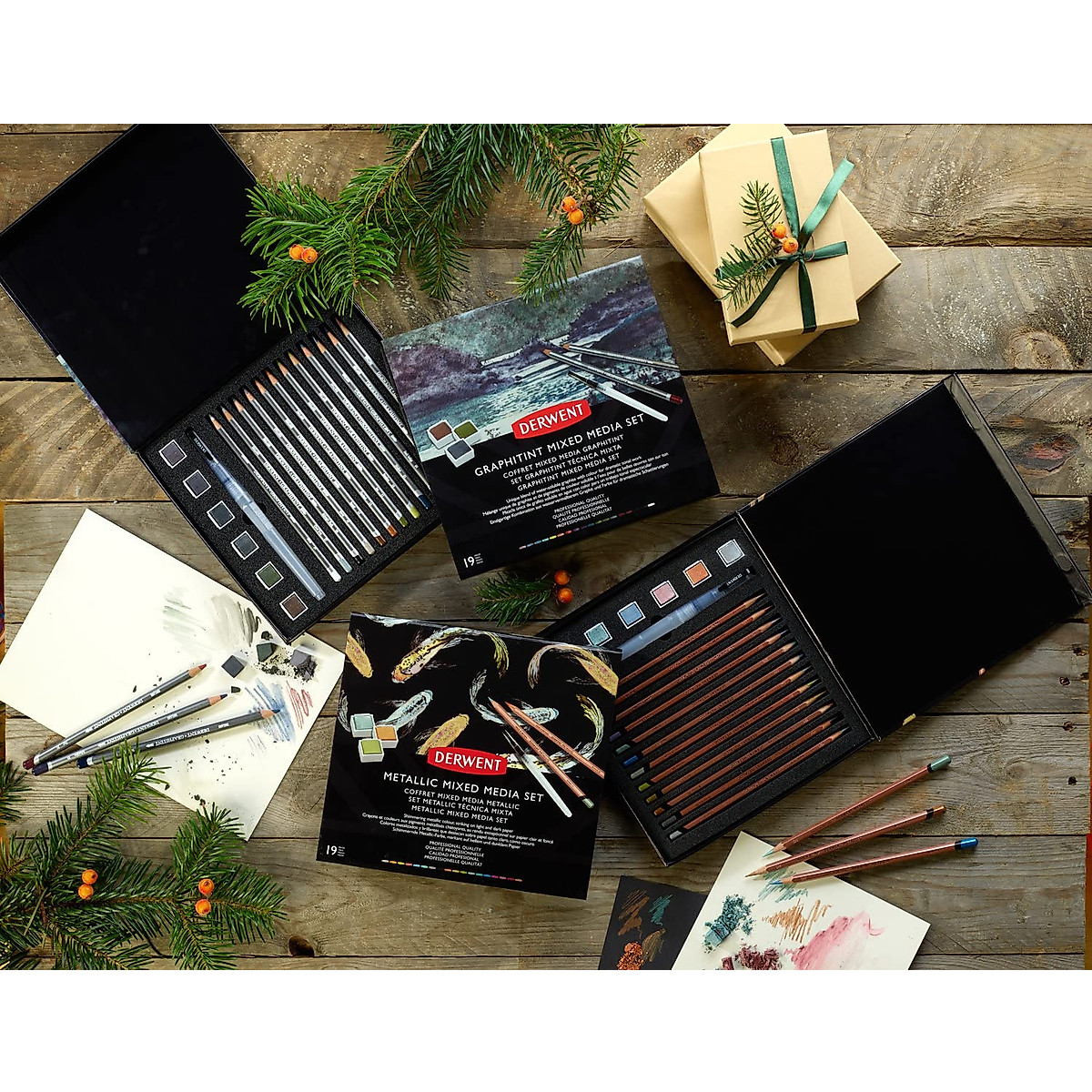 Derwent Graphitint Mixed Media Set, 19 Piece Set, Graphitint Paint, Pencils & Waterbrush (2305949)